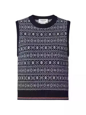 Thom Browne Merino-wool Jacquard Snowflake Shell Top