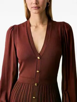 TWINSET Long Trompe-l'œil Knit Dress - Red