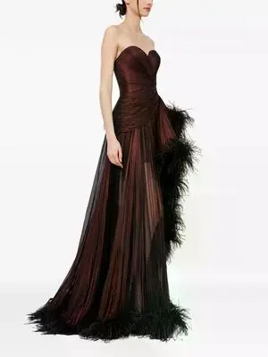 IRIS SERBAN Lera Feather-trim Gown