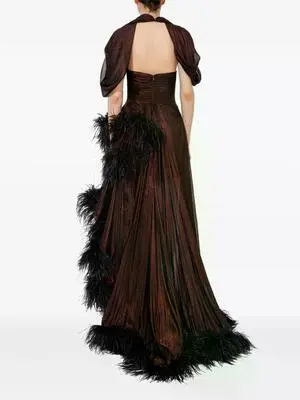 IRIS SERBAN Lera Feather-trim Gown