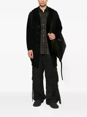 Isabel Benenato Hooded Long Cardigan - Black
