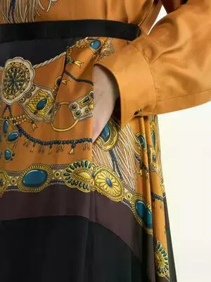 Etro Silk Maxi Skirt With Bow And Placed Jewellery Print