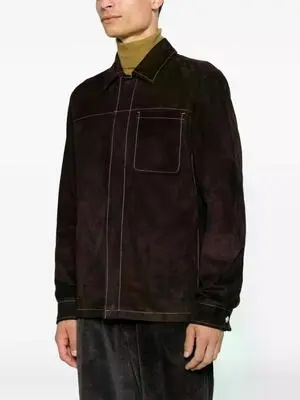 Eleventy Contrast-stitched Suede Jacket