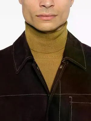 Eleventy Contrast-stitched Suede Jacket