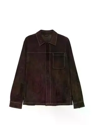 Eleventy Contrast-stitched Suede Jacket
