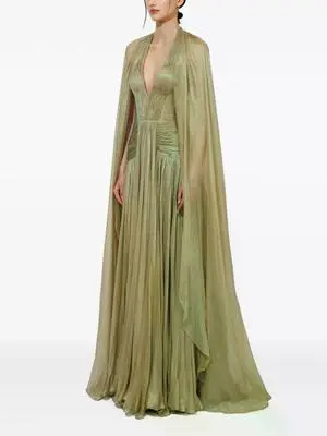 IRIS SERBAN Sonya Pleated Cape Gown