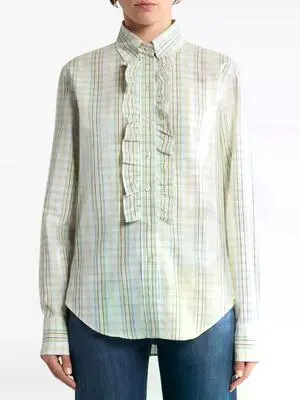 Etro Cotton Shirt With Bib And Check Motif