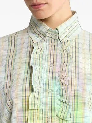 Etro Cotton Shirt With Bib And Check Motif