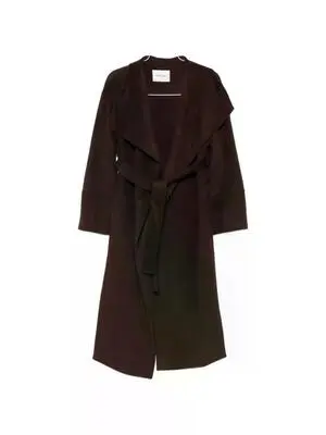 Soft Goat Belted Shawl-collar Coat - Brown