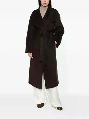 Soft Goat Belted Shawl-collar Coat