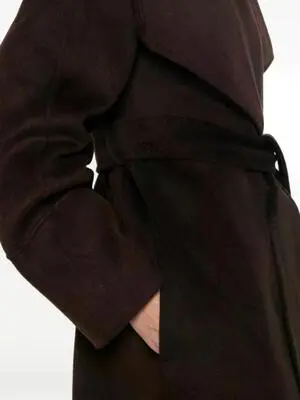 Soft Goat Belted Shawl-collar Coat