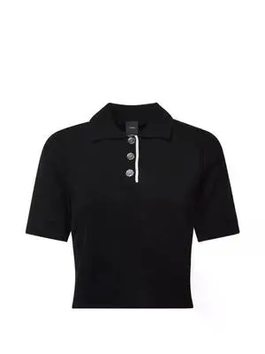 Pinko Button-up Polo-collar Sweater - Black