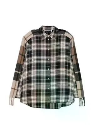 FRENKEN Fringe-trimmed Checked Shirt - Black