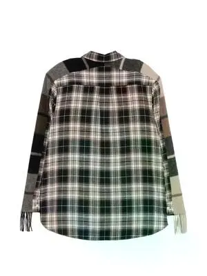 FRENKEN Fringe-trimmed Checked Shirt - Black