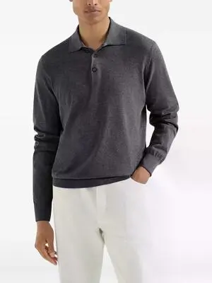 Brunello Cucinelli Cotton Lightweight Knit Polo Shirt - Grey