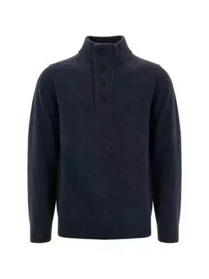 Barbour Button-up Elbow-patch Sweater - Blue