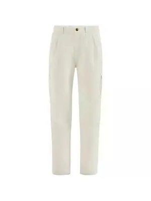 Brunello Cucinelli Peached Cotton-gabardine Trousers With Zipped Pocket - Neutrals