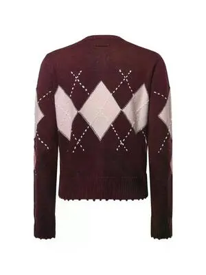 Pinko Argyle-pattern Button-up Cardigan - Red