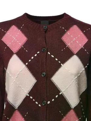 Pinko Argyle-pattern Button-up Cardigan