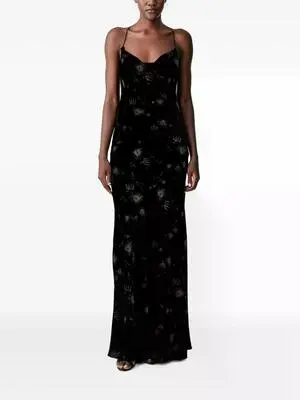 Pinko Floral-print Velvet-texture Maxi Dress - Black