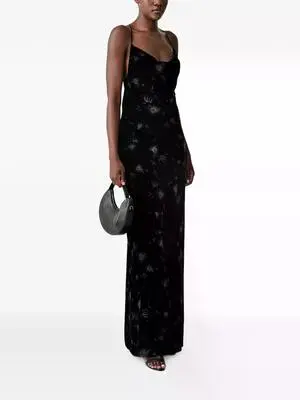 Pinko Floral-print Velvet-texture Maxi Dress