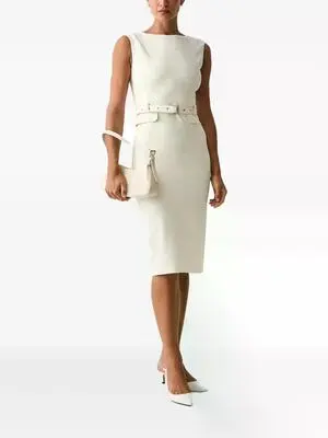 Pinko Belted Sleeveless Midi Dress - Neutrals