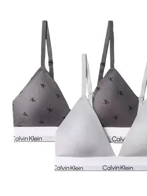 Calvin Klein Logo-print Triangle Bras - Grey