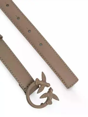 Pinko Love Birds Thin Colour-block Leather Belt - Grey