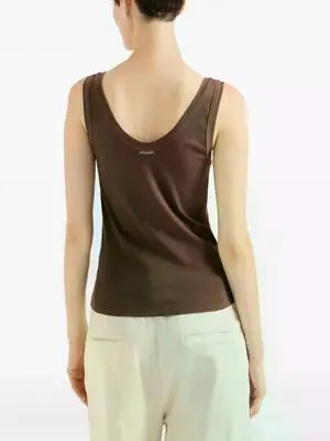 Brunello Cucinelli Stretch-cotton Ribbed-jersey Top With Monili