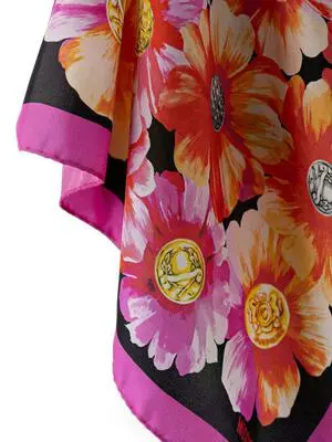 Moschino Floral-print Button-motif Scarf
