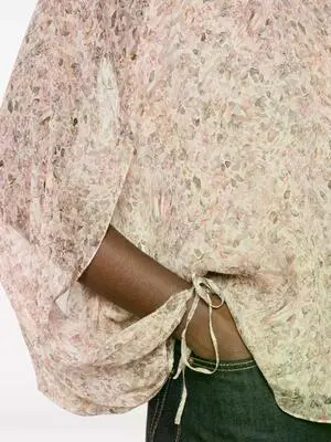 KRISTINA TI Floral-print Tie-cuff Blouse