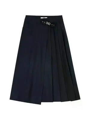 Maje Long Pleated Skirt With Buckle