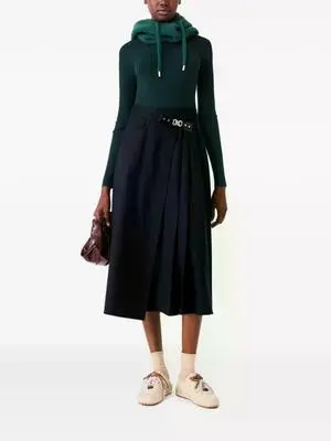 Maje Long Pleated Skirt With Buckle