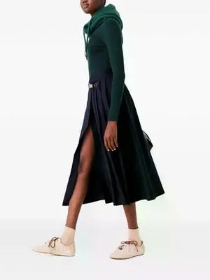 Maje Long Pleated Skirt With Buckle