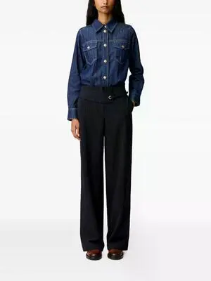 Claudie Pierlot Straight Striped Trousers - Blue