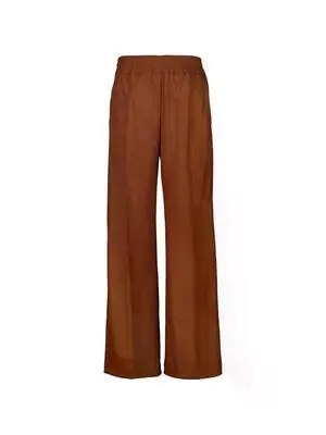 120% Lino Elasticated-waistband Palazzo Pants - Brown