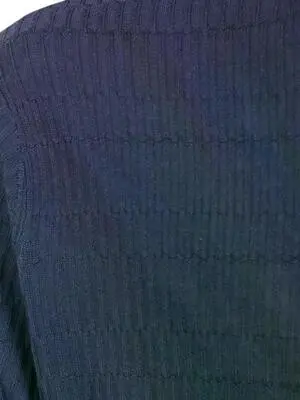 Emporio Armani Ribbed-knit Wool T-shirt - Blue