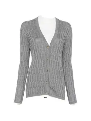 Fabiana Filippi Ribbed-knit V-neck Cardigan - Grey