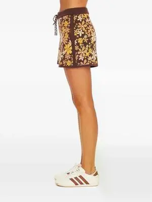 The Upside Copacabana Floral-print Knit Mini Shorts