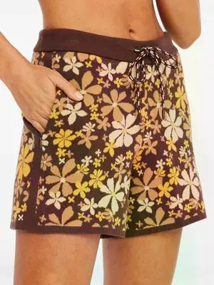 The Upside Copacabana Floral-print Knit Mini Shorts