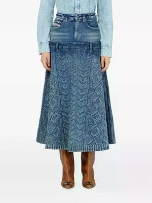 DIESEL® Midi Skirt In Cable-knit-effect Denim