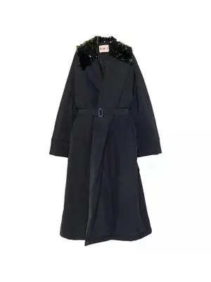 Plan C Sequin-embellished Belted Coat - Blue