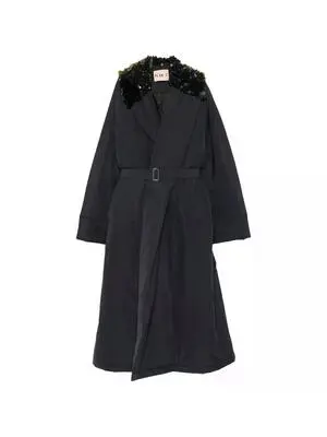 Plan C Sequin-embellished Belted Coat - Blue