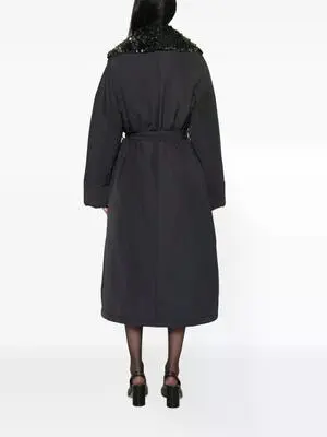 Plan C Sequin-embellished Belted Coat