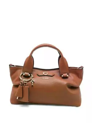 Guess Susy Mini Logo-plaque Pebbled Leather Tote Bag - Brown