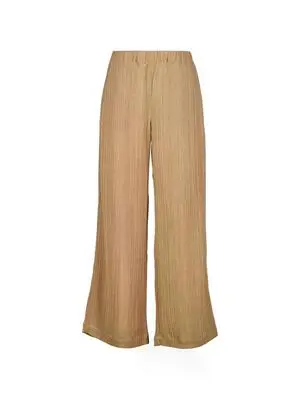 120% Lino Pleated Palazzo Pants - Brown