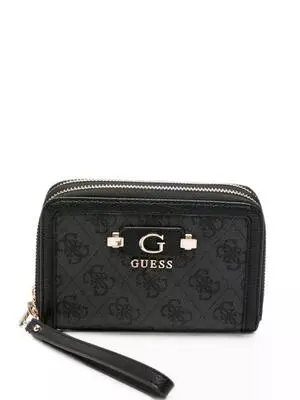Guess Monogram-print Logo-plaque Purse - Black