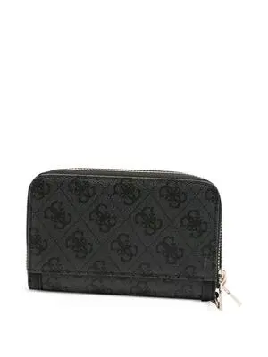 Guess Monogram-print Logo-plaque Wristlet - Black