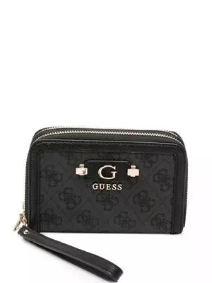 Guess Monogram-print Logo-plaque Wristlet - Black