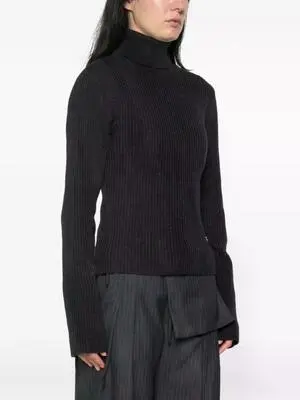 GANNI Ribbed-knit Roll-neck Sweater - Grey